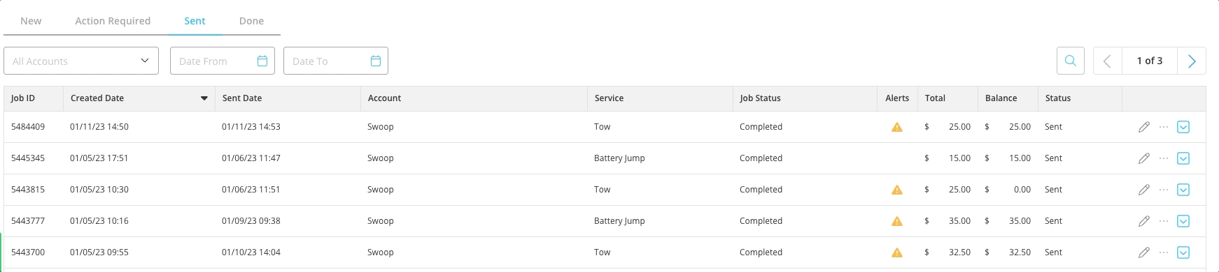 Copying, pasting, searching and more in the Swoop Invoice Dashboard
